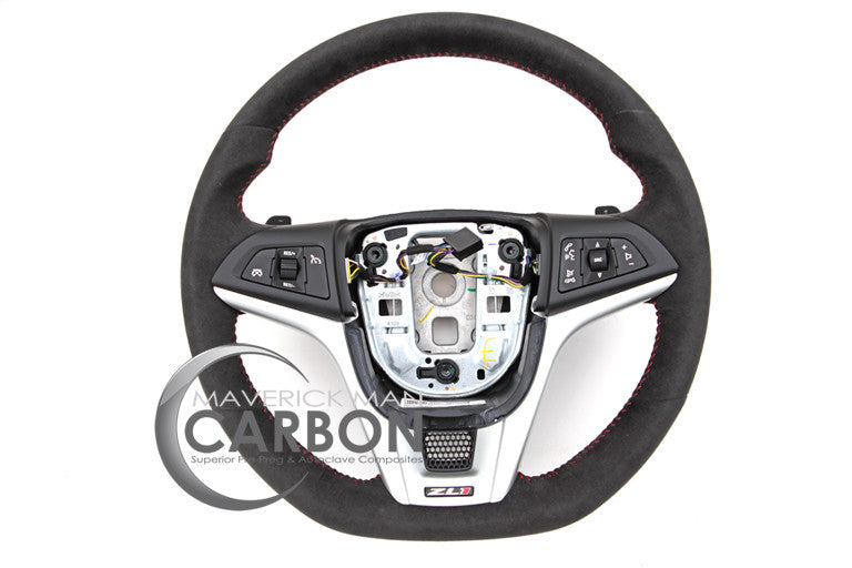 ZL1 Suede Steering Wheel with Red Stitching – Maverick Man Carbon
